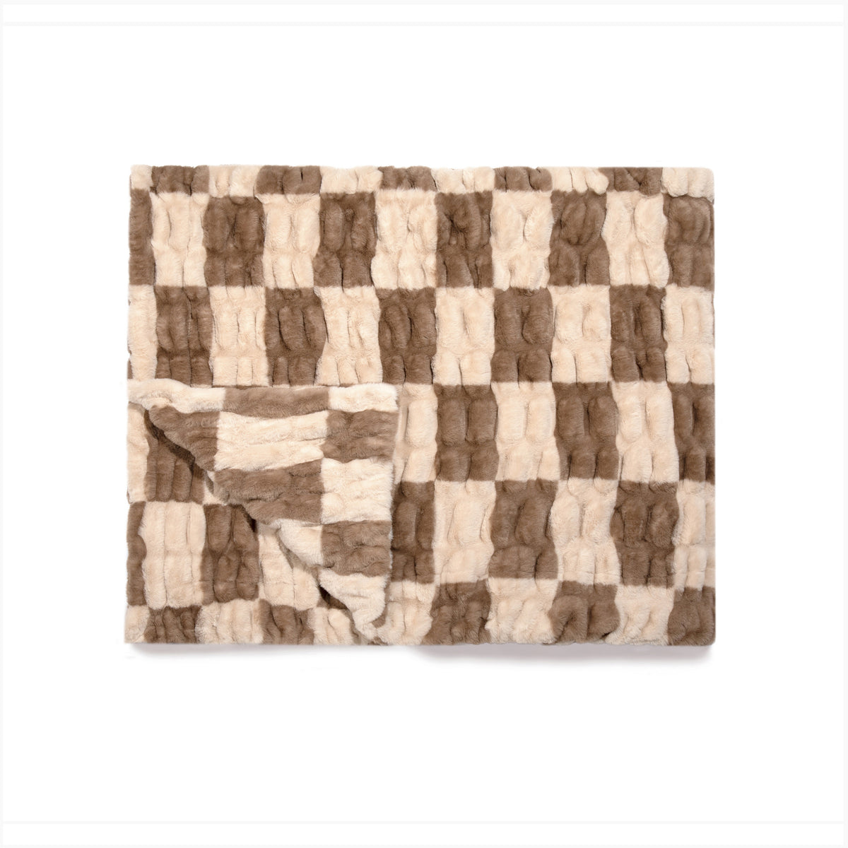 Tan and White Checkered Blanket | Latte Check – Lola Blankets